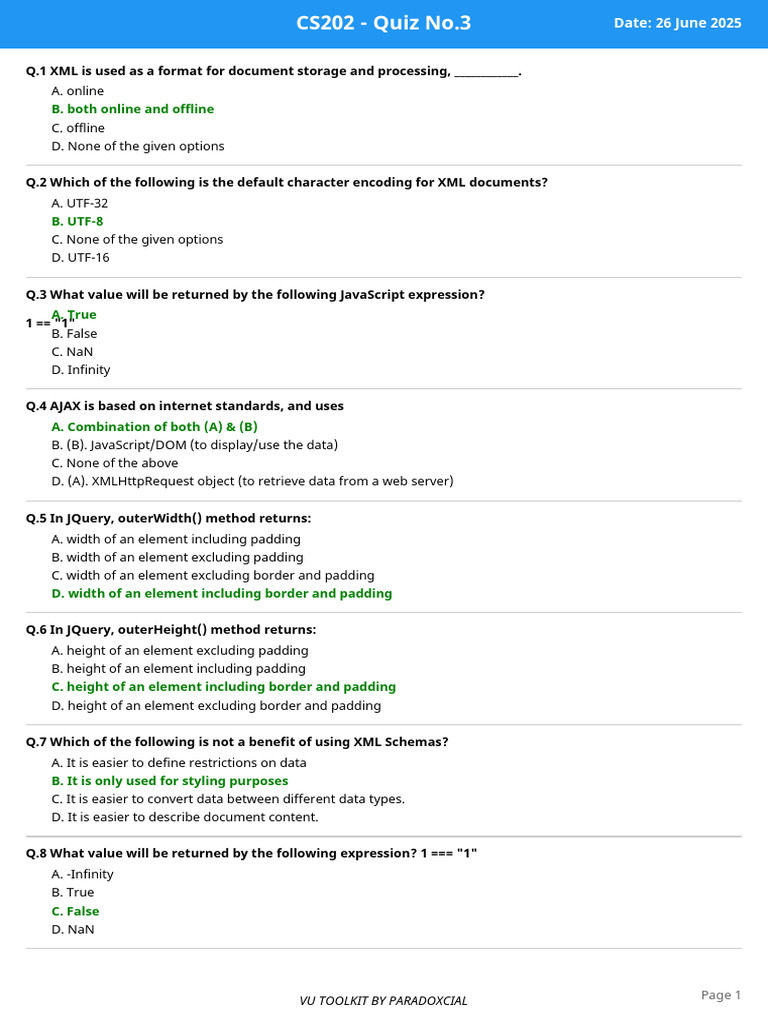 Quiz CS202 3-1 | PDF