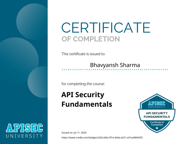 API Security Fundamentals Certificate | PDF