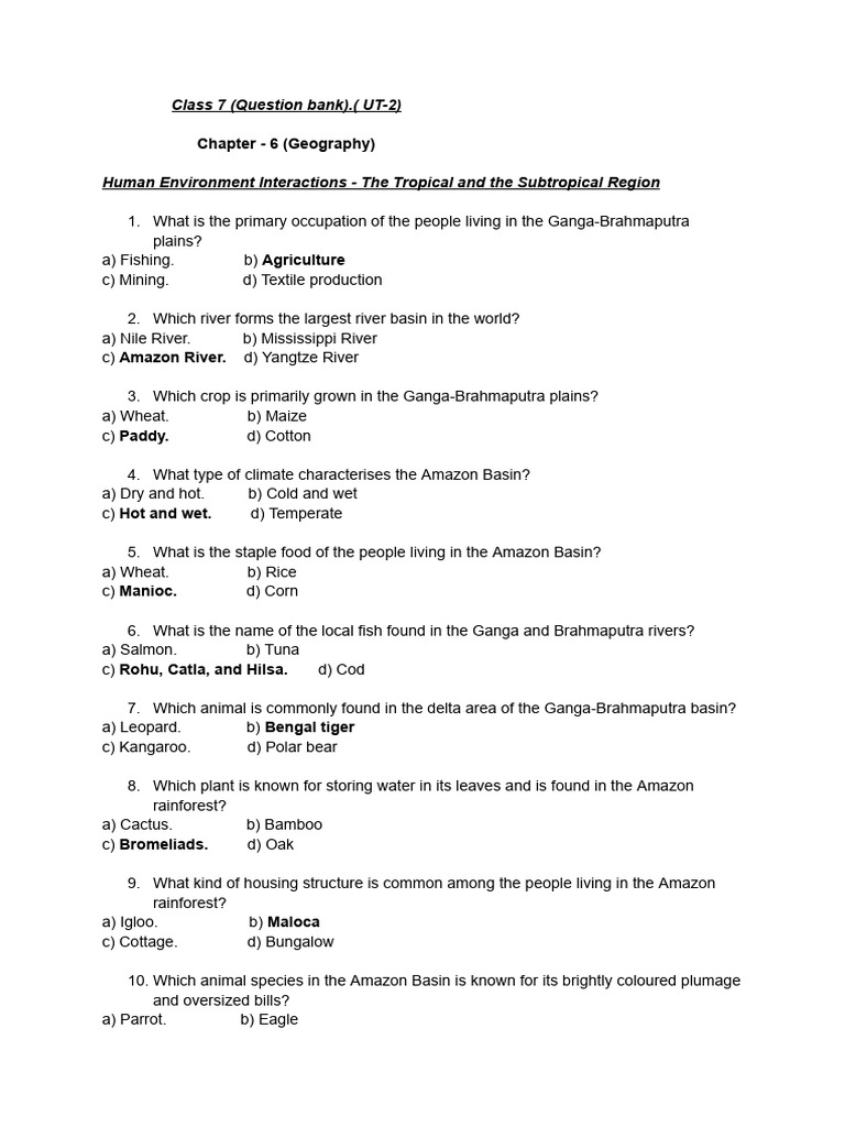 Class 7 Human Environment Interactions Tropical and Subtropical Region | PDF | Agriculture ...