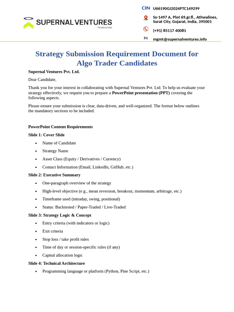 Strategy Submission Requirement Document For Algo Trader Candidates ...