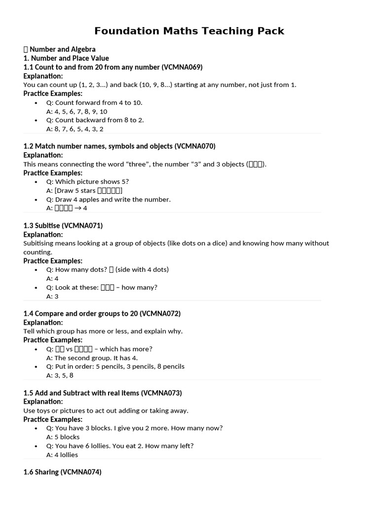 Foundation Maths Teaching Pack | PDF | Shape | Sphere