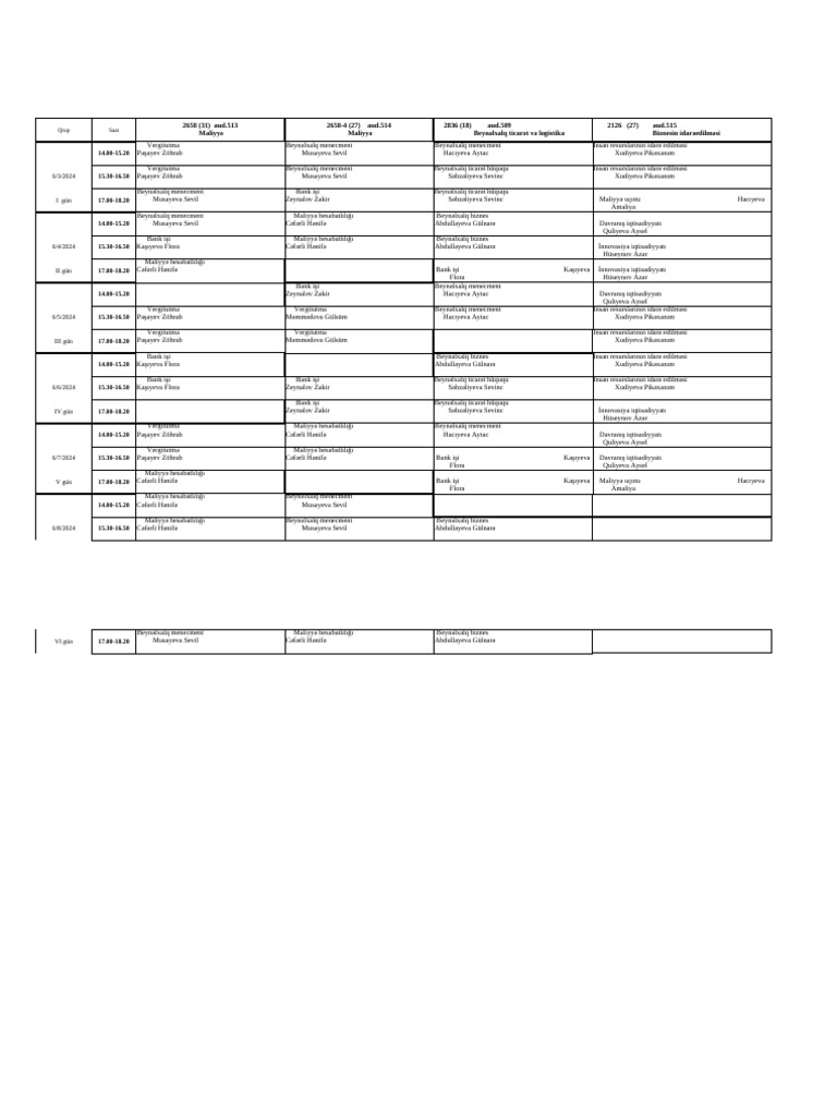 Cedvel 4 Kurs 2 Semestr 2024 3 | PDF