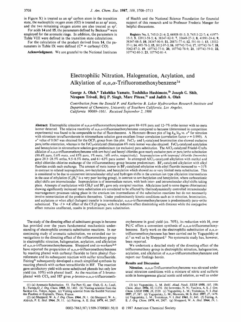 Shih Et Al 2002 Aromatic Substitution 53 Electrophilic Nitration Halogenation Acylation and ...