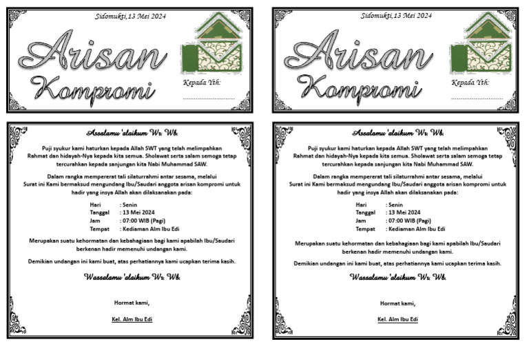 CONTOH Arisan Kompromi 2 TEMPLET | PDF