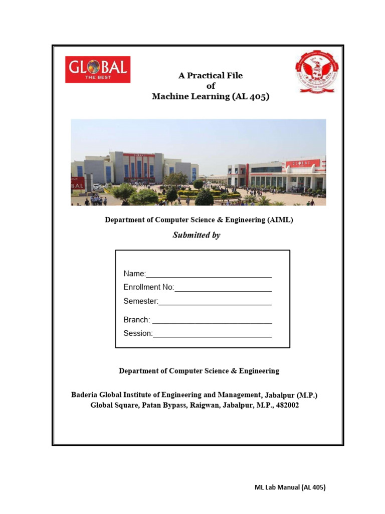 AIML 4th SEM ML Lab Manual | PDF | Engineering | Mean Squared Error