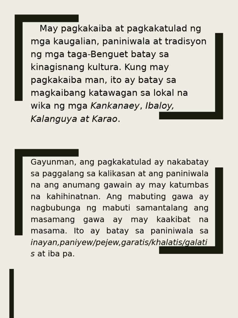 Kankanaey Ibaloy, Kalanguya at Karao | PDF