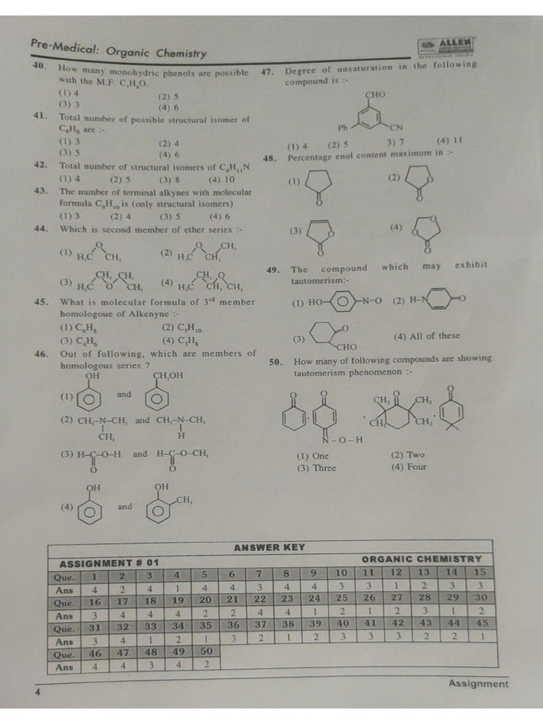 I Up Ac and Structural Isomerism Assignment | PDF