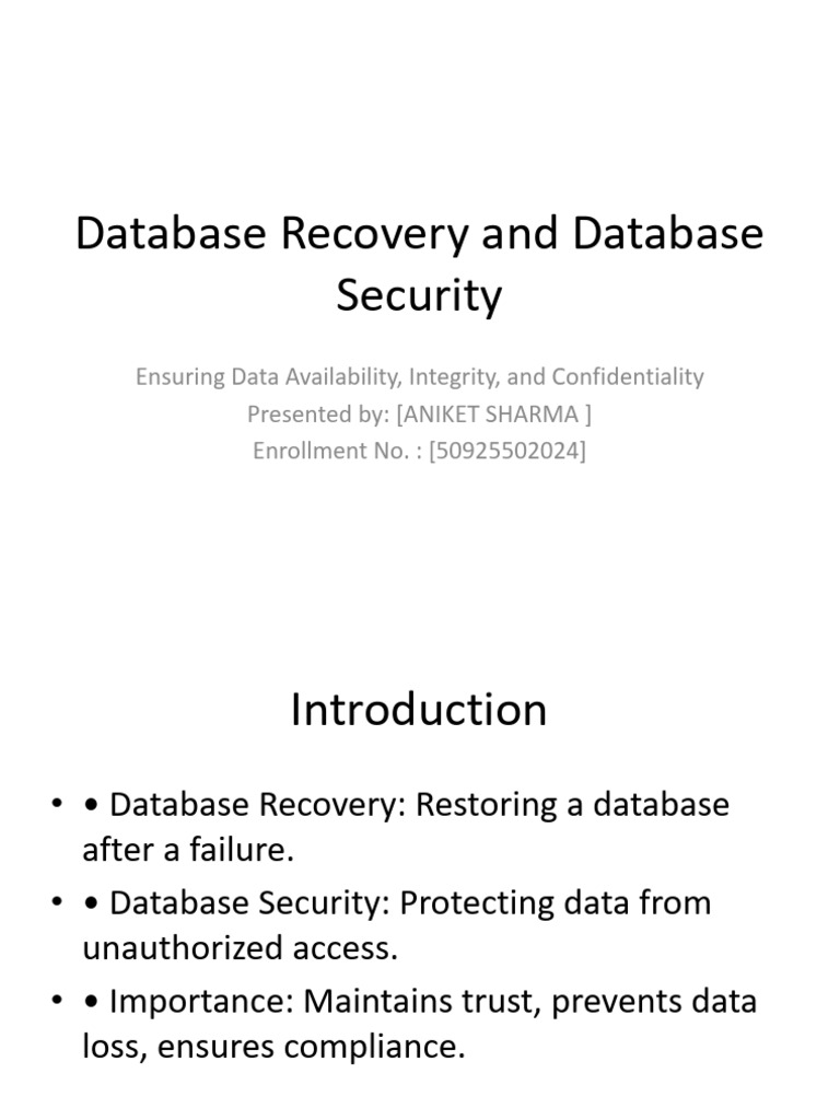 Database Security And Recovery Essentials Pdf Databases Security