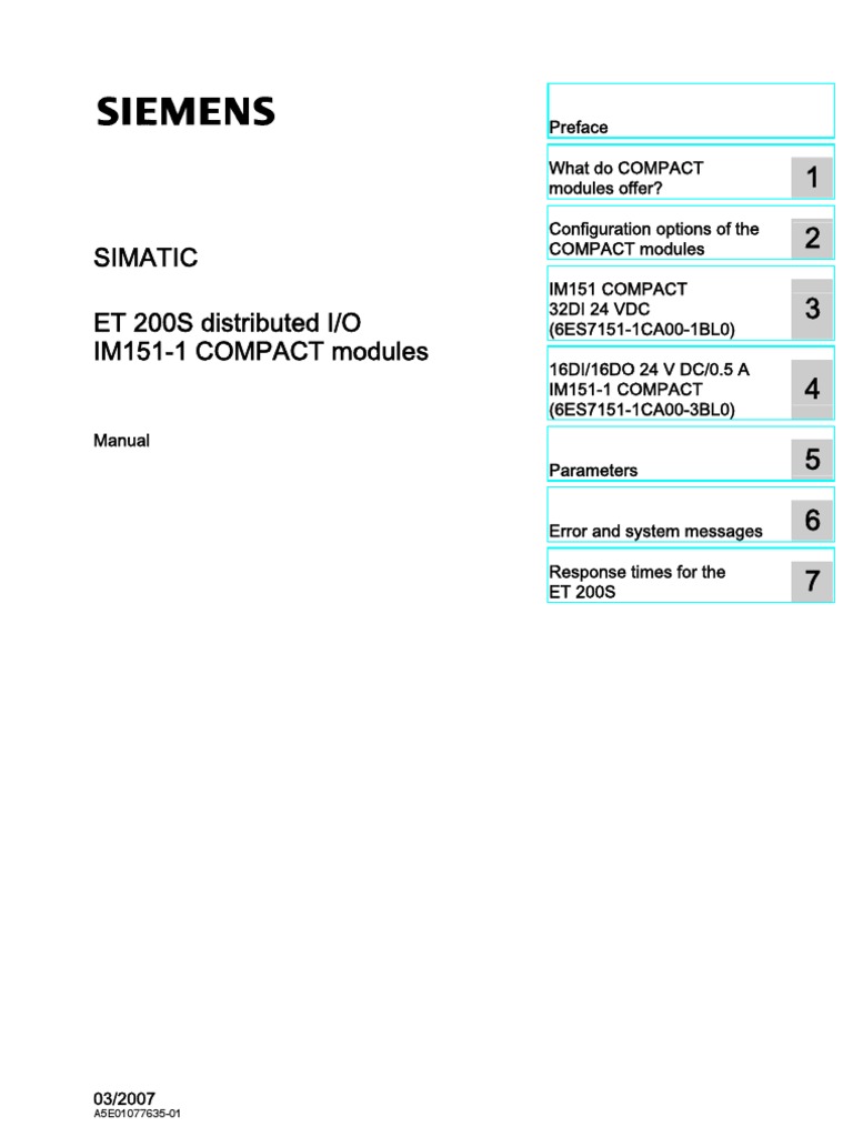 Et200s Im151 1 Compact Module Manual en-US | PDF | Power Supply | Parameter (Computer Programming)