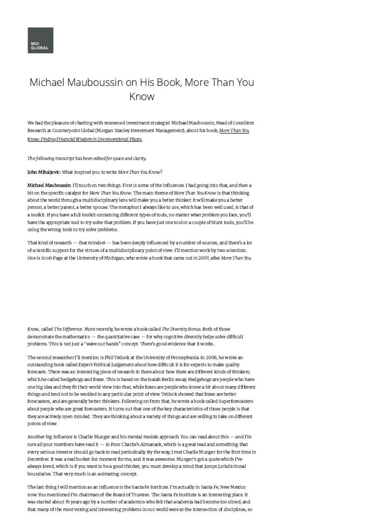 Insights from Michael Mauboussin's Book | PDF | Market (Economics ...