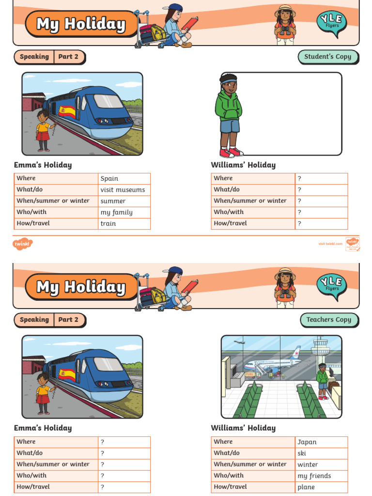 T 1723200046 Yle Flyers Speaking Part 2 Practice Exam My Holiday Kids ...