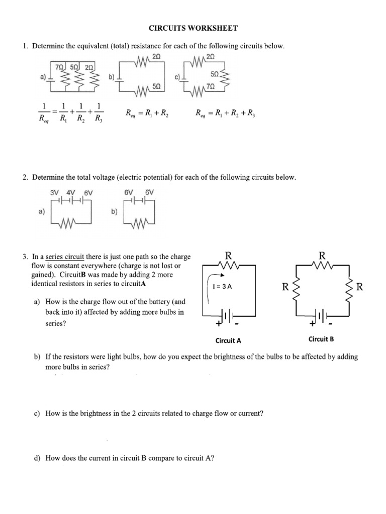 01 Activity 1. Circuits Worksheet | PDF