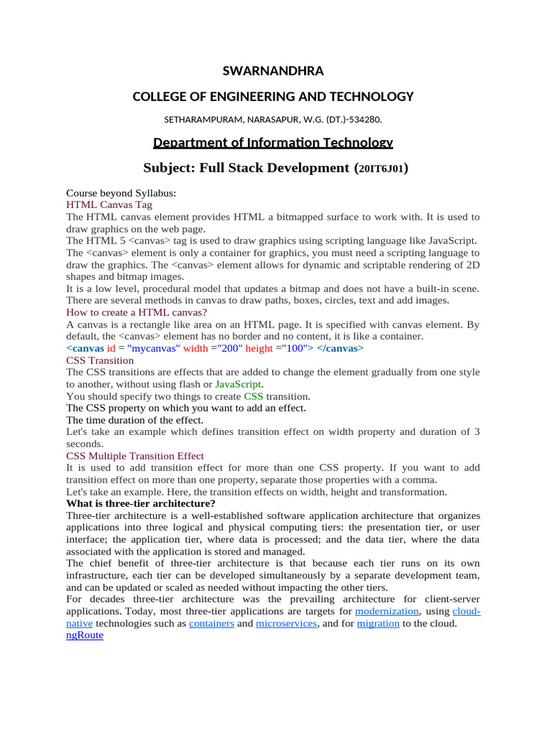 FSD Course Beyond Syllabus | PDF | Angular Js | Java Script