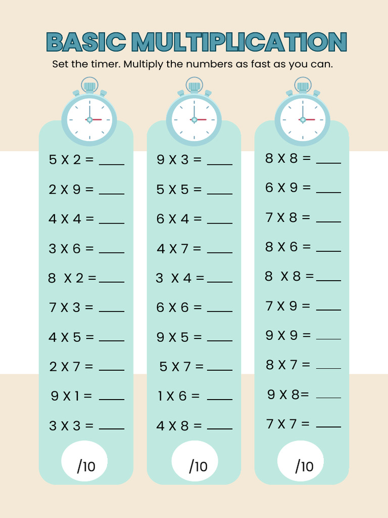 Fun Basic Multiplication Elementary Math Worksheet - 20250702 - 154529 ...