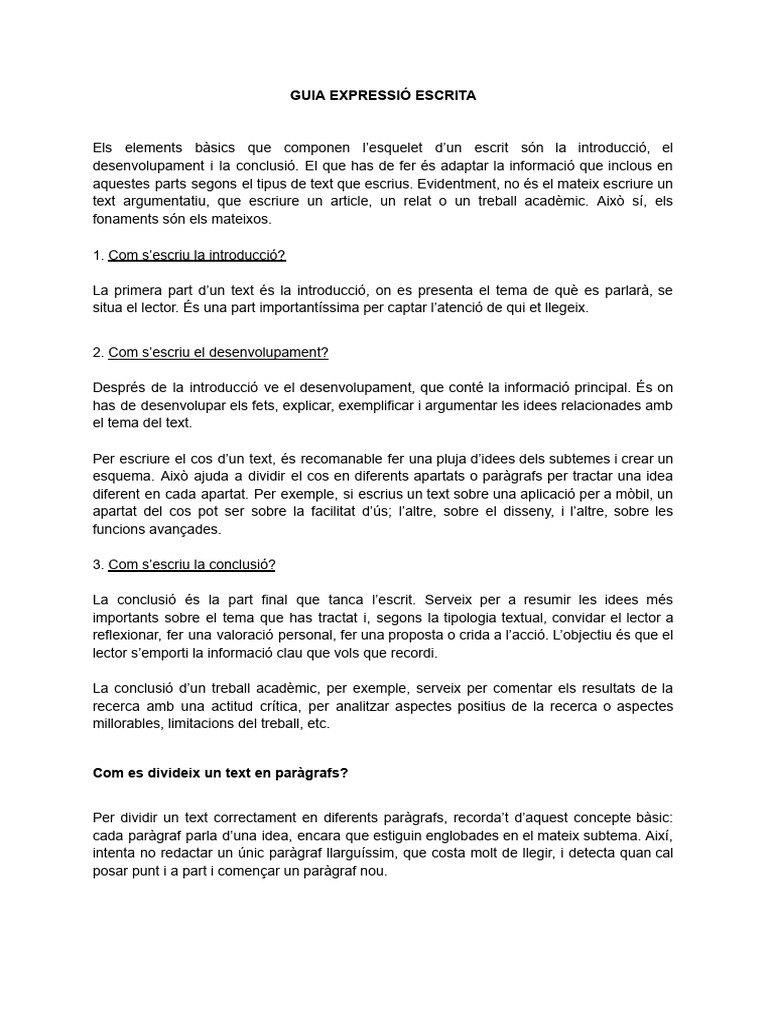 Expressió Escrita Cat | PDF