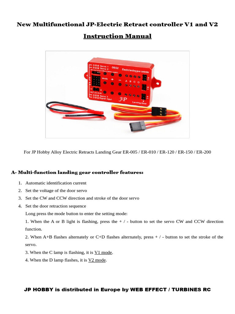 JP Electric Retract Controller Manual | PDF | Servomechanism | Electricity