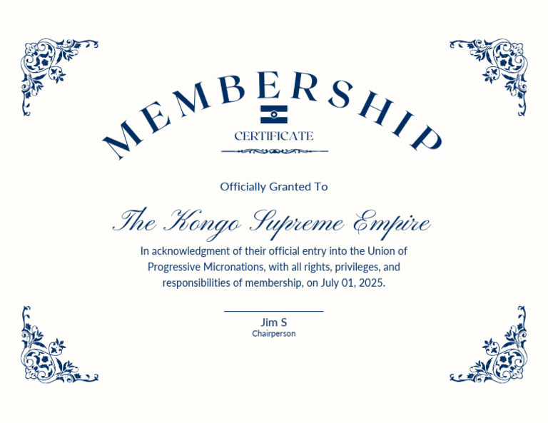 UPM Membership Certificate The Kongo Supreme Empire | PDF
