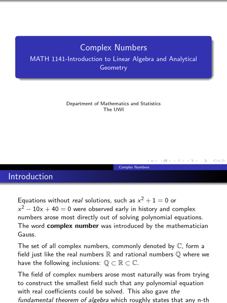 Chapter 2 Presentation | PDF | Complex Number | Numbers