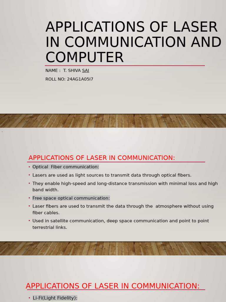 Applications of Laser in Communication and Computer | PDF