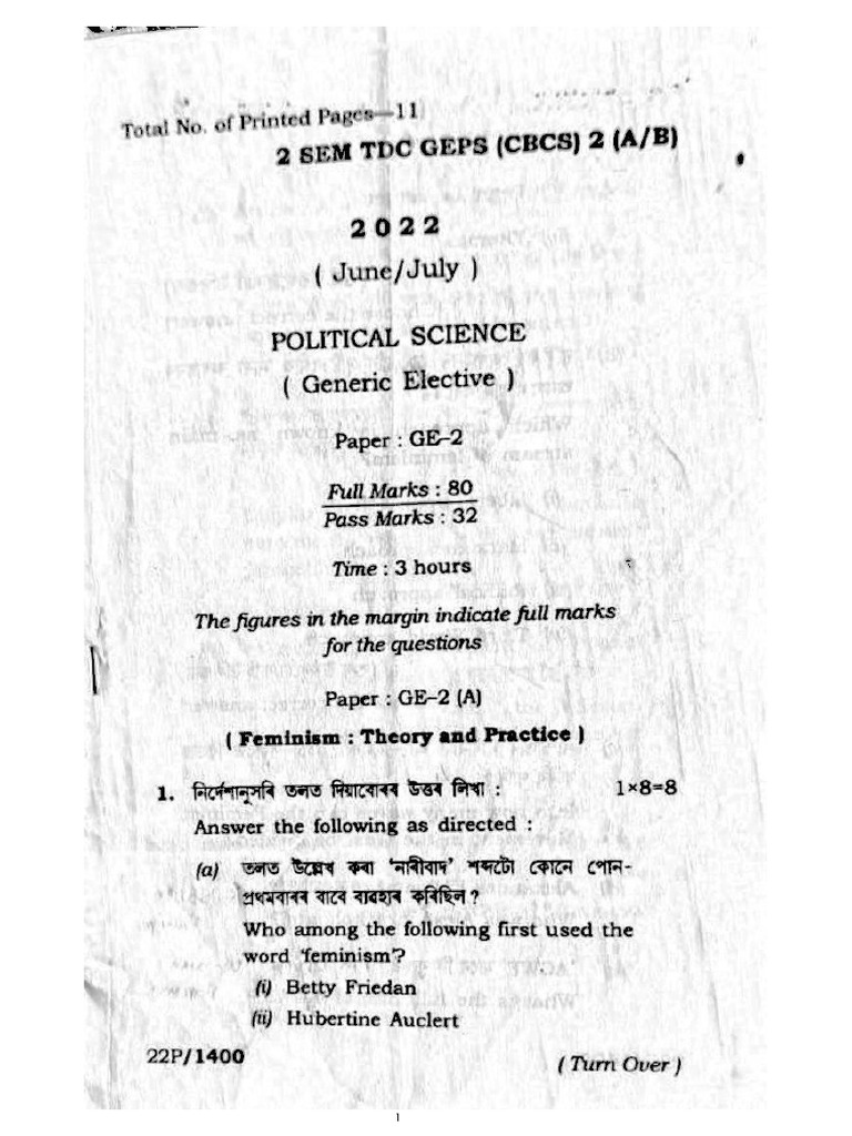 Political Science GE 2 ND Sem | PDF