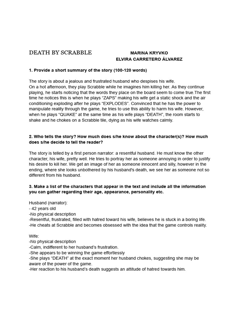 Death by Scrabble: A Fatal Game | PDF