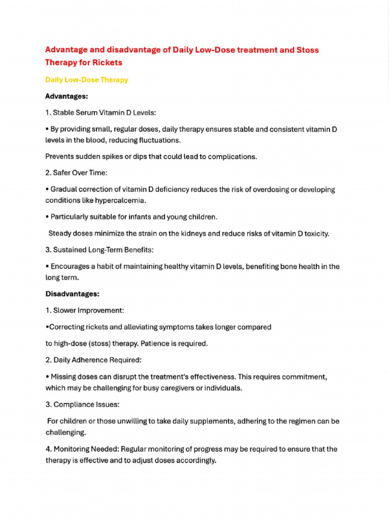 Daily Low Dose Treatment Vs Stoss Therapy For Rickets | PDF | Vitamin D ...