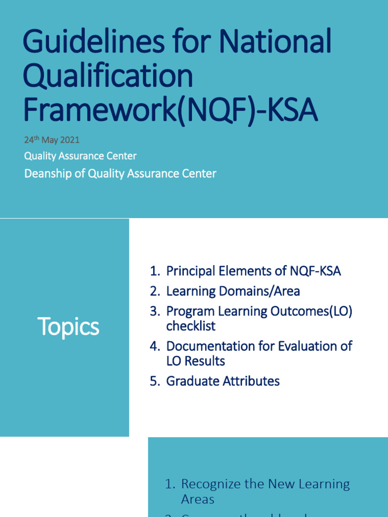 NQF-KSA Guidelines Overview | PDF | Knowledge | Learning