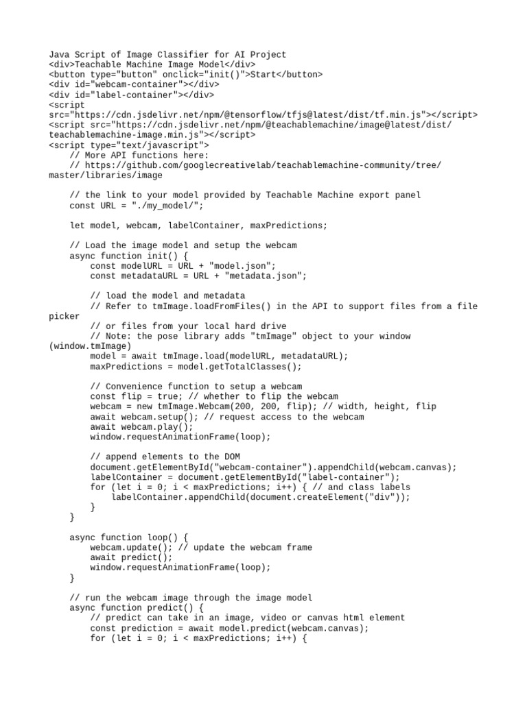 Java Script of Image Classifier For | PDF | Computational Neuroscience ...