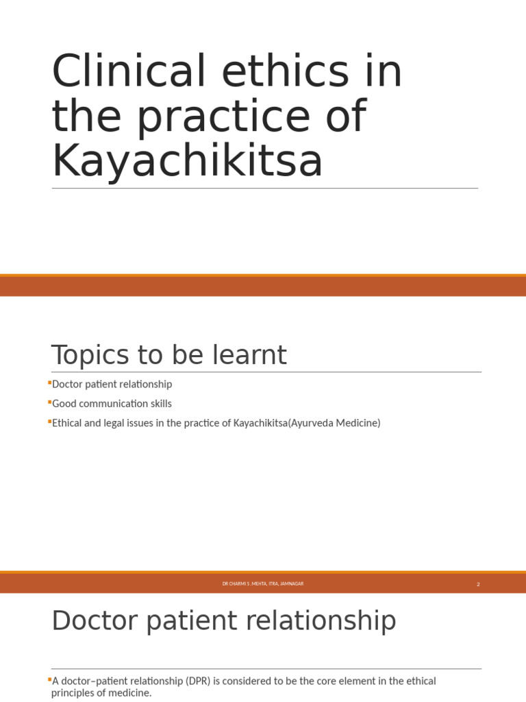 Clinical Ethics in Kayachikitsa Practice | PDF | Medical Ethics ...