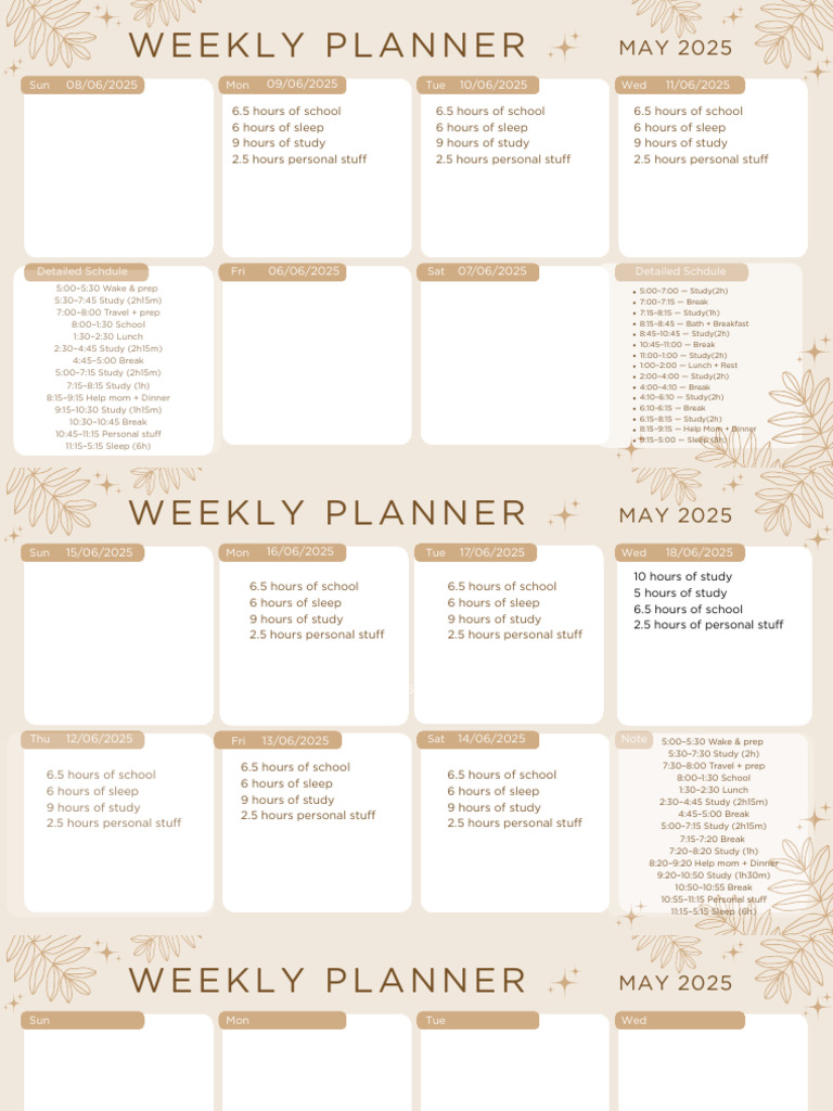 Cream Minimalist Aesthetic Printable Weekly Planner Calendar | PDF ...