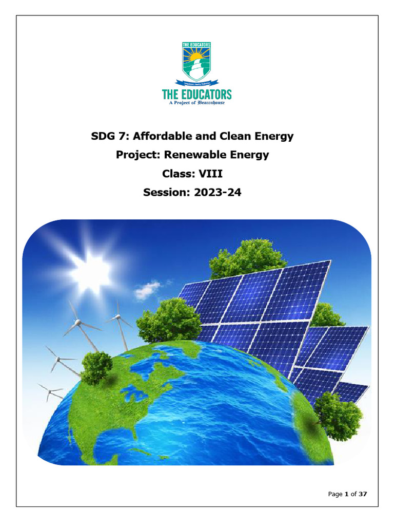 Class 8 Project (SDG 7) Affordable - Clean Energy 1 | PDF | Energy ...