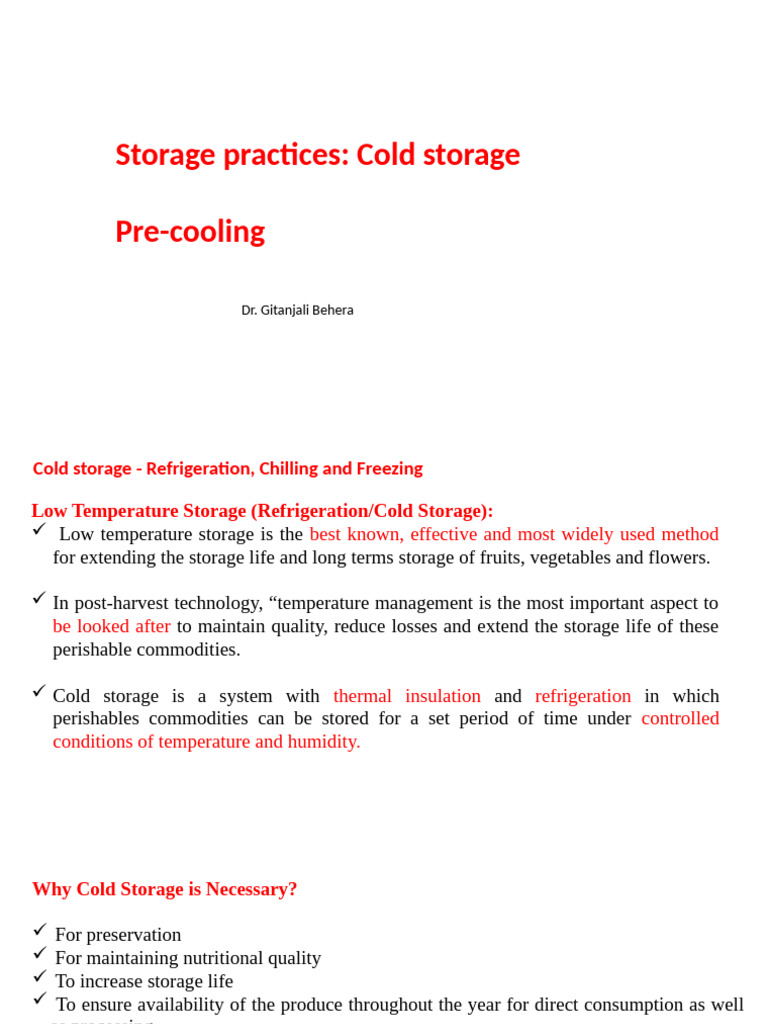 Unit-4 L5 Cold Storage | PDF | Refrigeration | Refrigerator