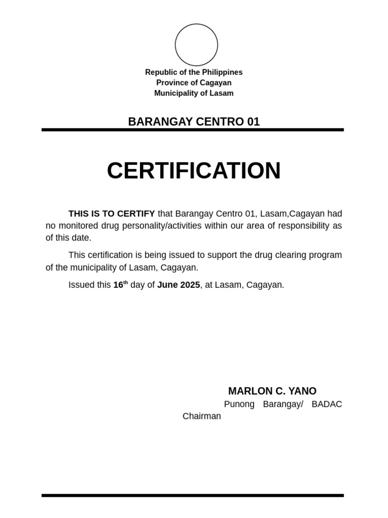 Certification for Retention | PDF