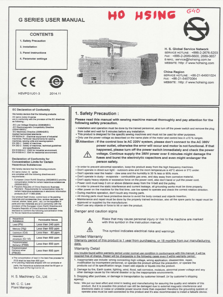 Motor Ho Hsing G40 | PDF