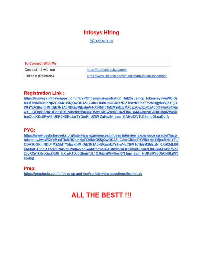 Infosys Hiring | PDF