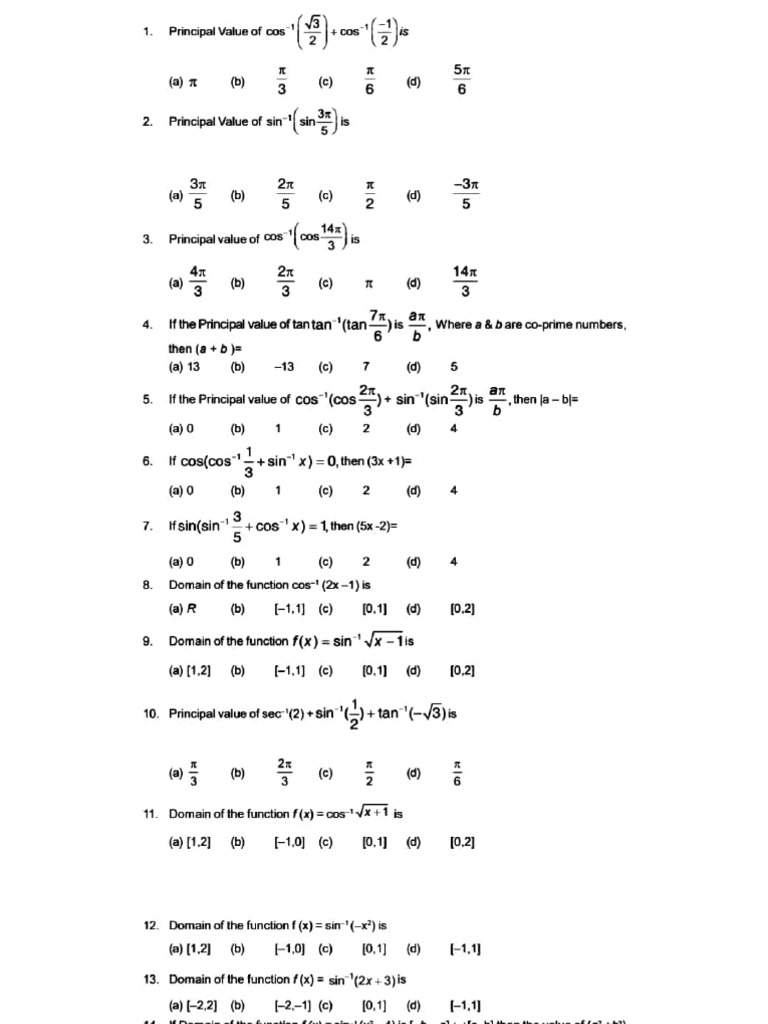 Ch-2 Inverse Trigonometry Assignment | PDF | Chess Theory | Chess