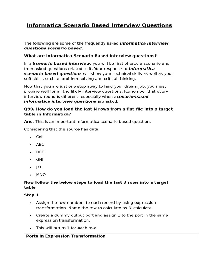 Informatica Scenario Based Interview Questions | PDF | Data Management | Computer Programming