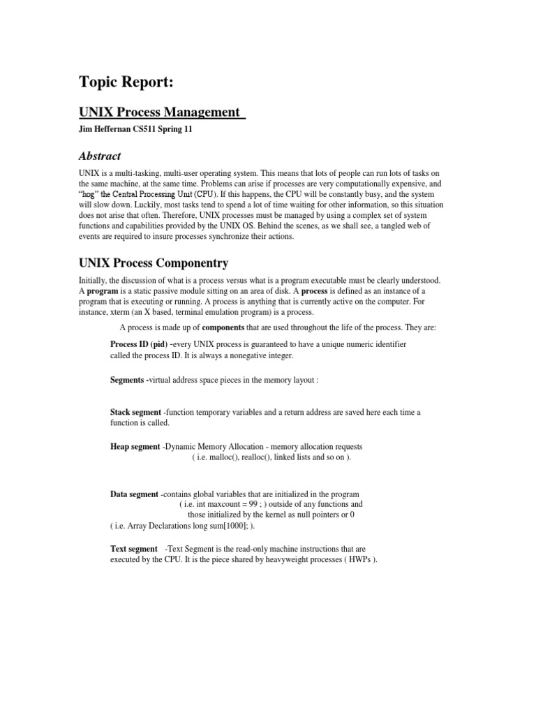 Unix Process Management | PDF | Process (Computing) | Scheduling (Computing)