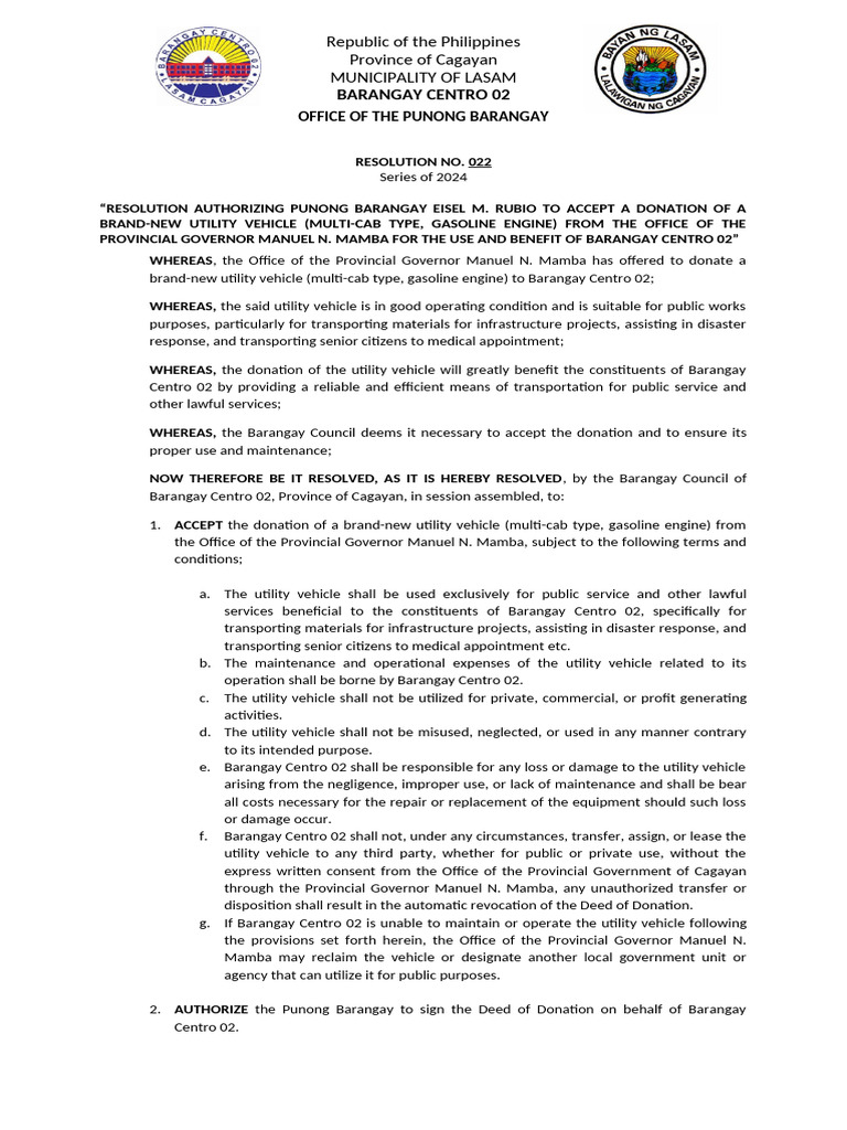 Resolution of Utility Vehicle 2024 | PDF | Common Law | Justice