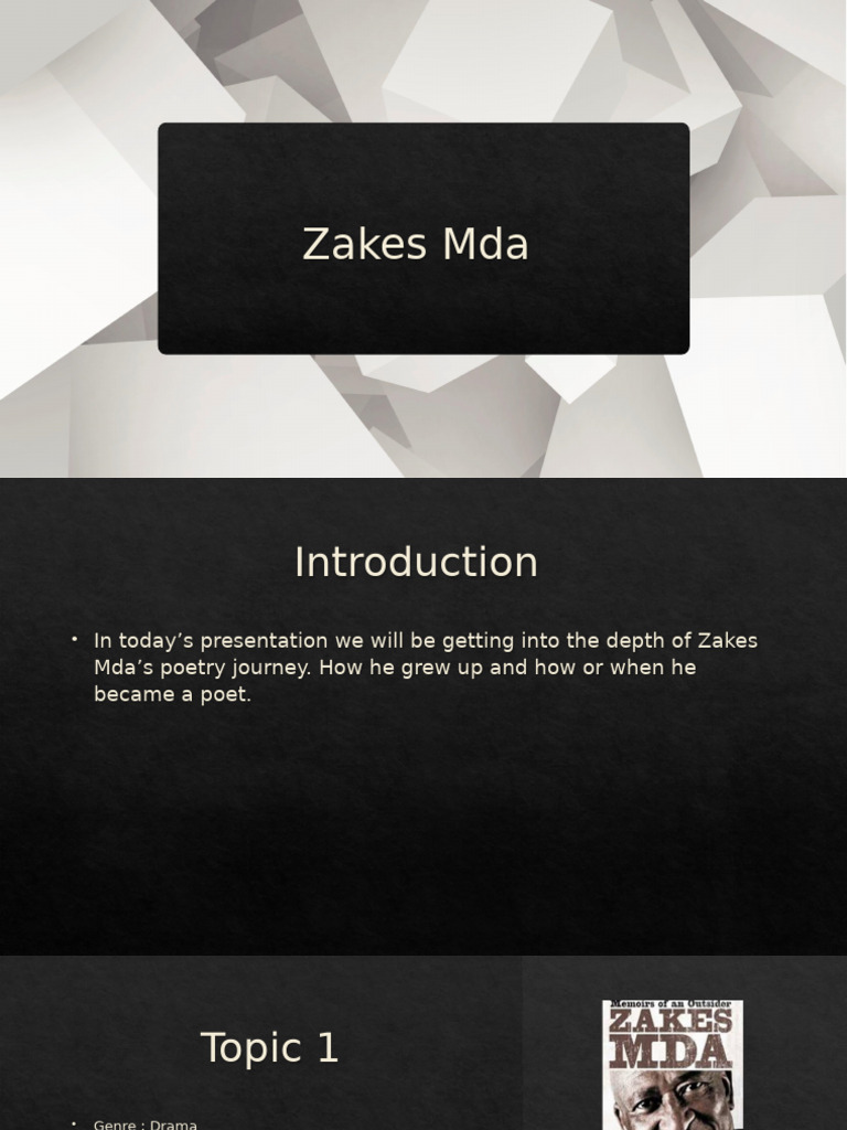 Exploring Zakes Mda's Poetry Journey | PDF