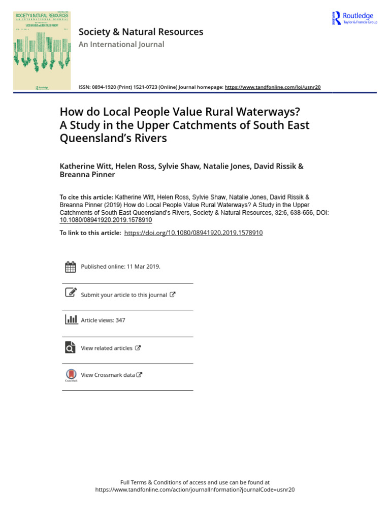 How Do Local People Value Rural Waterways A Study in The Upper ...