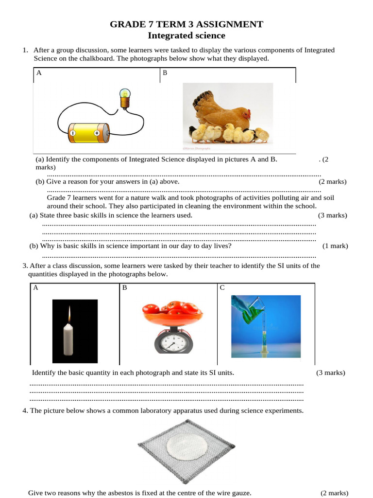 Grade 7 Integrated Science Assignment Pdf Ethanol Water