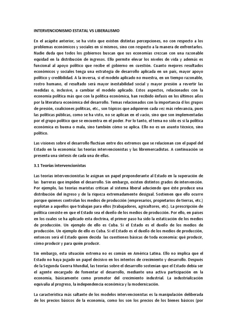 Intervencionismo Estatal y Liberalismo Económico | PDF | Liberalismo ...