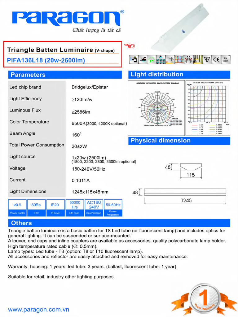 V-Shape 1x20W-2500lm | PDF