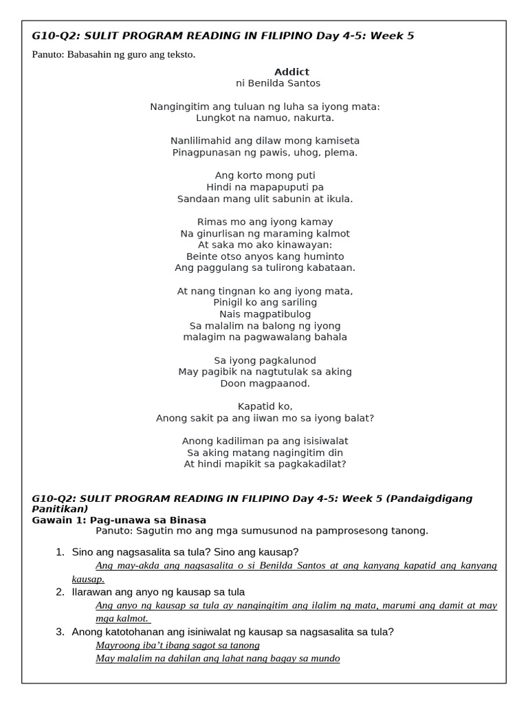 G10 Q2 W5-Reading-Filipino | PDF