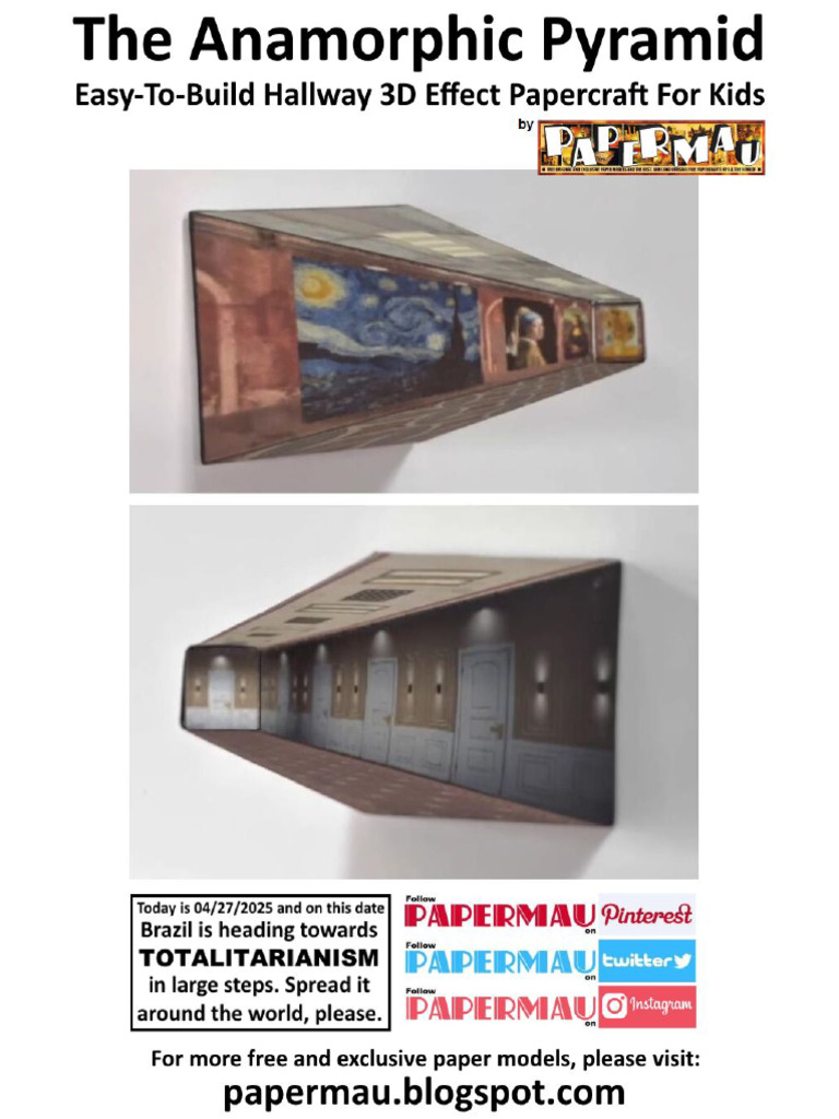 Anamorphic Pyramid 3D Effect Papercraft For Kids - by Papermau - 27 04 ...