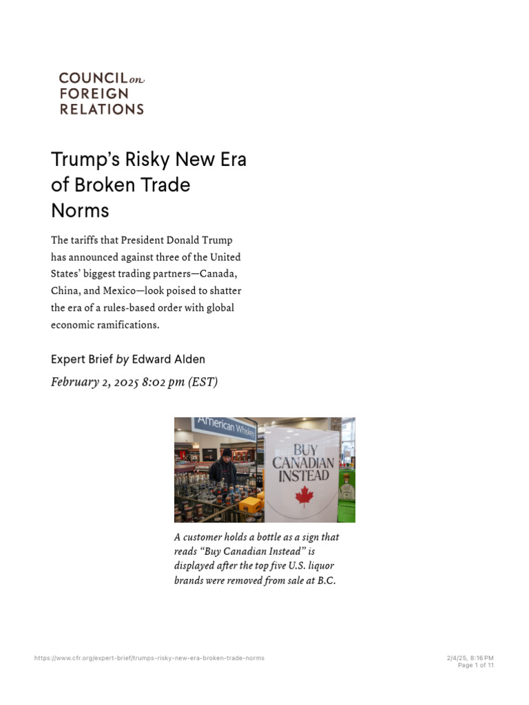 Trump's Risky New Era of Broken Trade Norms - Council On Foreign ...
