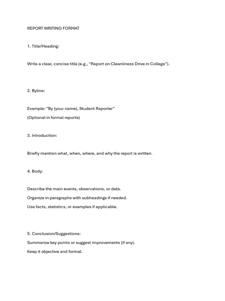 Report Writing Format | PDF