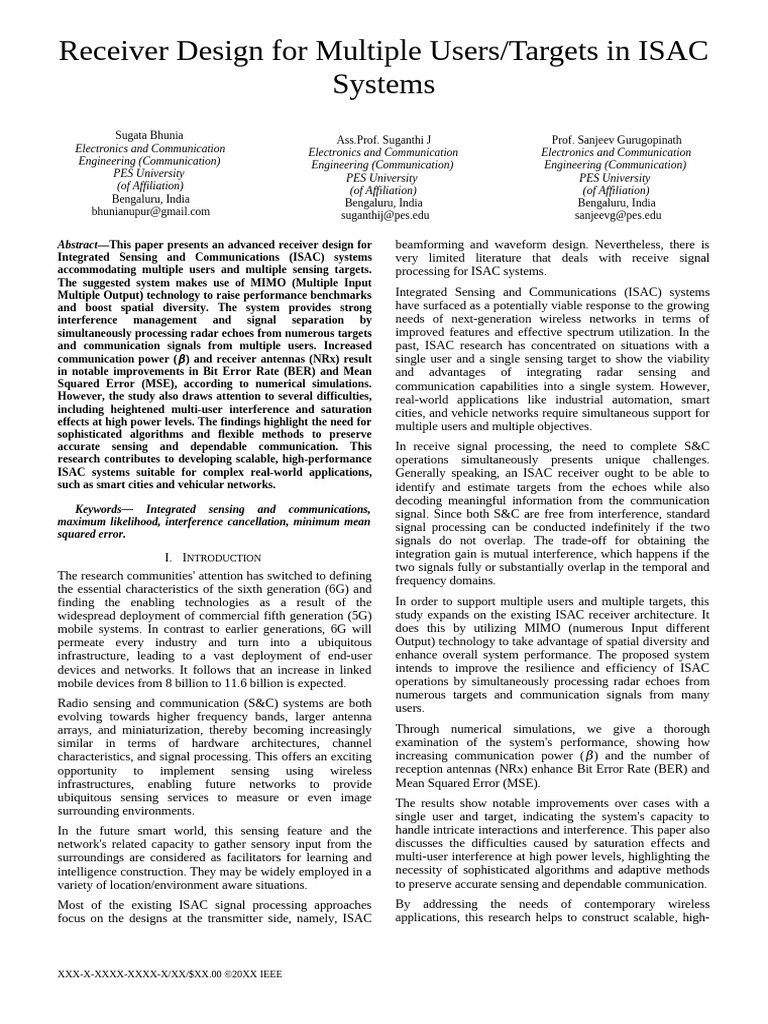 Paper (Receiver Design For Multiple Users) | PDF | Mimo | Signal To ...