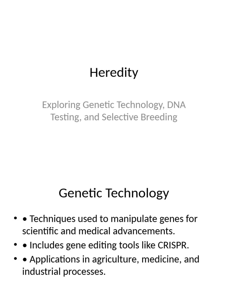 Genetic Technology and Selective Breeding | PDF